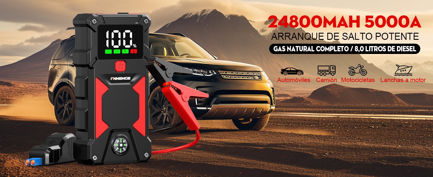FNNEMGE FG601: Arrancador de Baterías 5000A con 24,800mAh